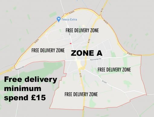 Free-local-delivery-map-15 - Cambridge Wine Royston, Hertfordshire